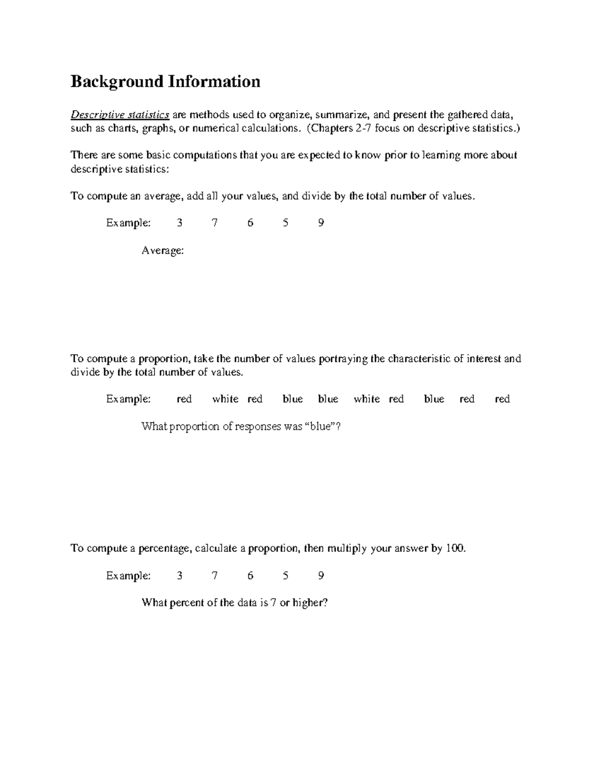 Descriptive Statistics Overview: Basic Calculations Guide - Studocu
