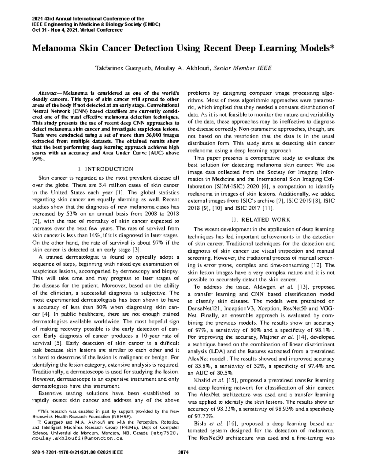 Melanoma Detection Using Deep Learning: Insights from EMBC 2021 - Studocu
