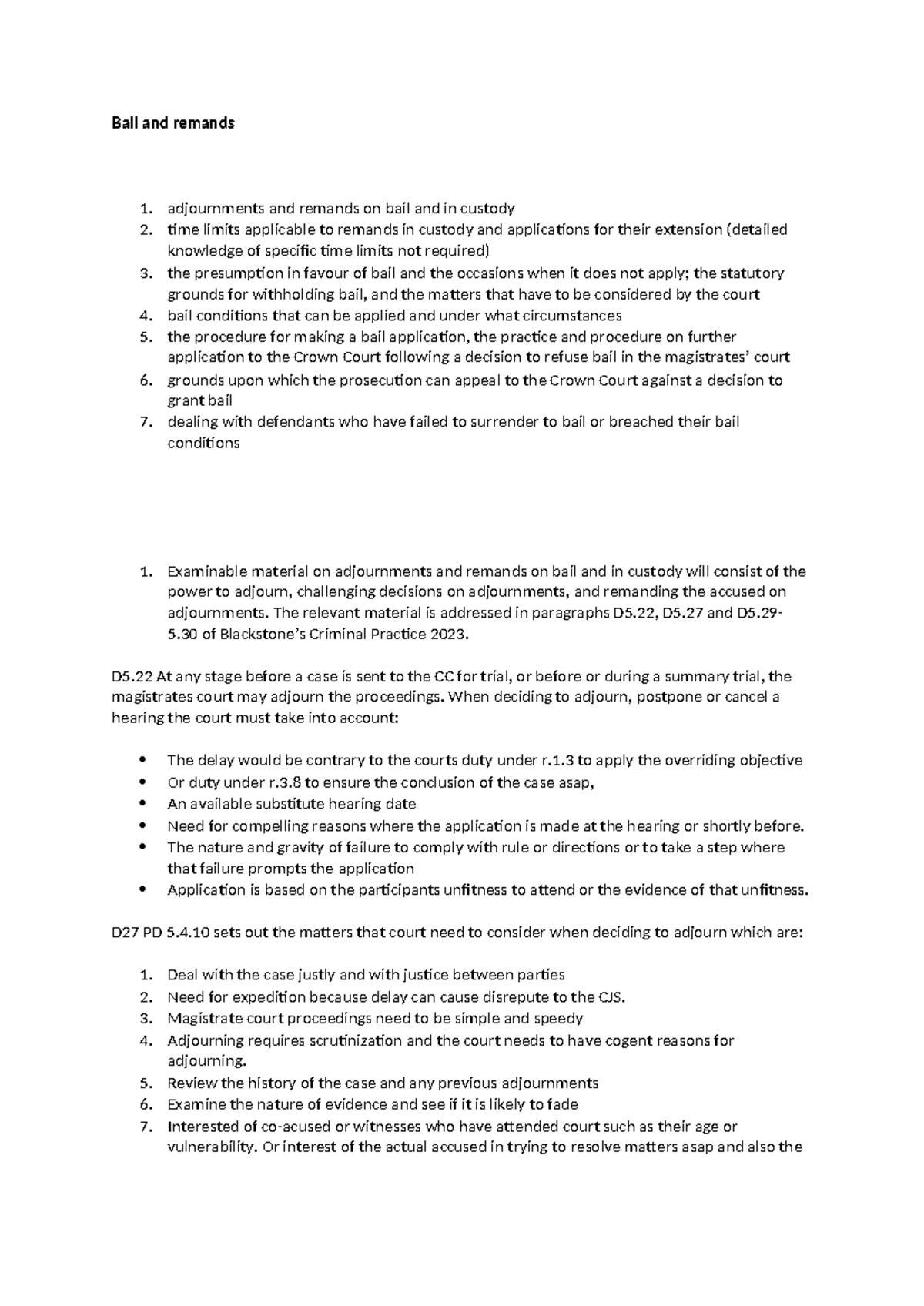 BAIL UNIT 4: Comprehensive Guide to Bail, Remands, and Procedures - Studocu
