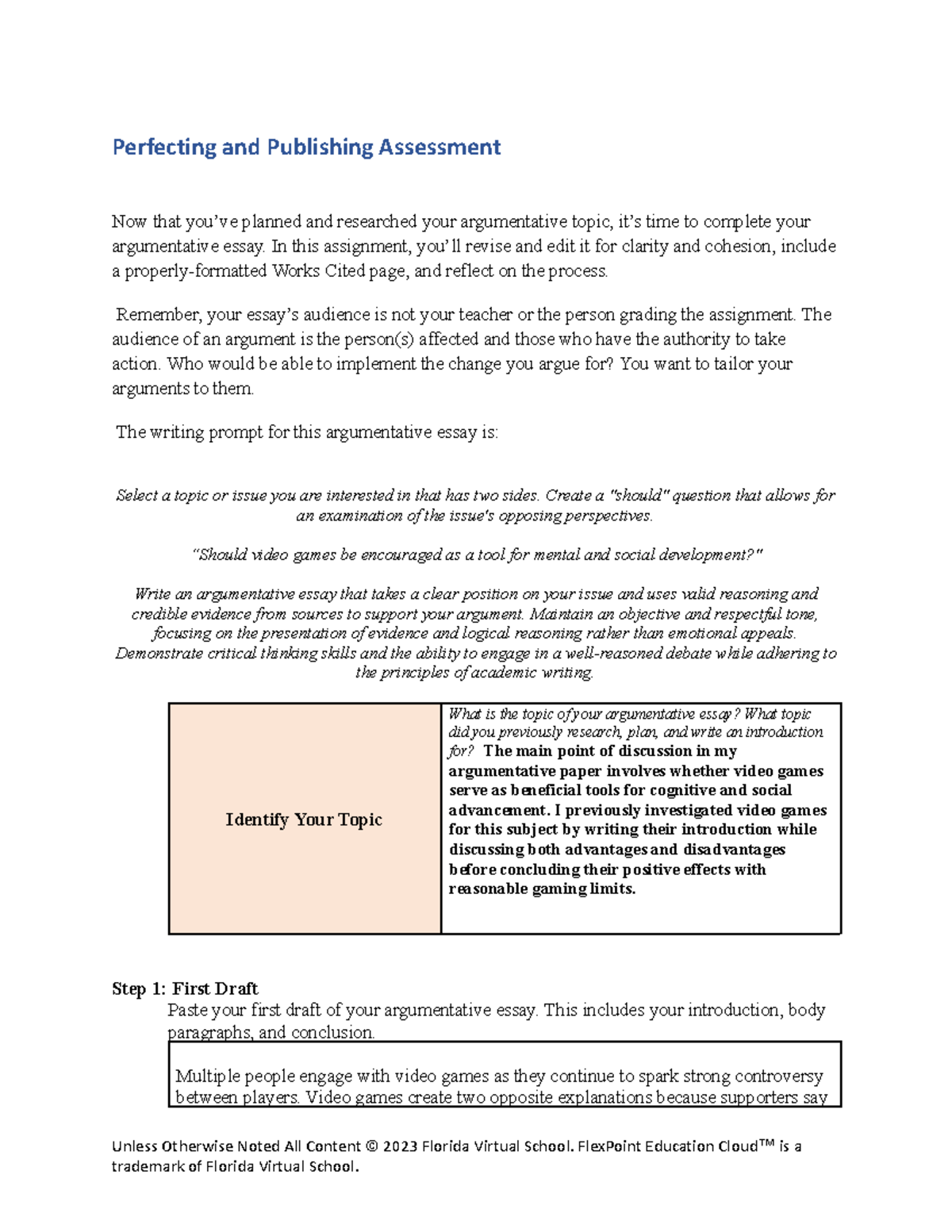 05.04 Argumentative Essay Revision and Publishing Guide - Studocu