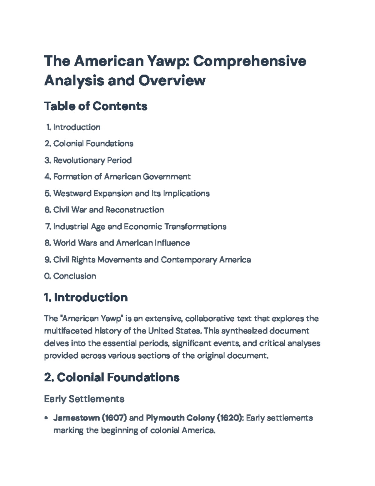 The American Yawp: Comprehensive Analysis of U.S. History Overview ...