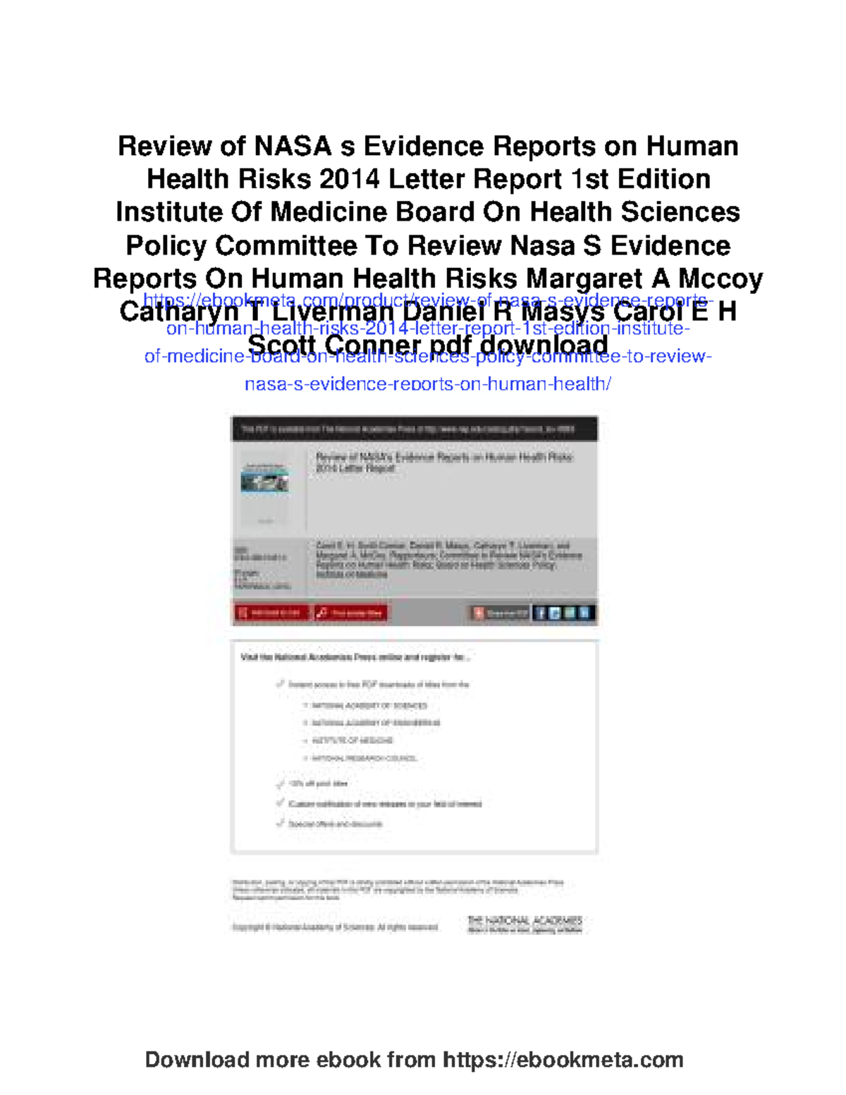 Review of NASA's evidence reports on human health risks: 2014 letter ...
