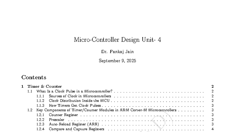 Microcontroller Design Unit 4: Timer and Counter Overview - Studocu