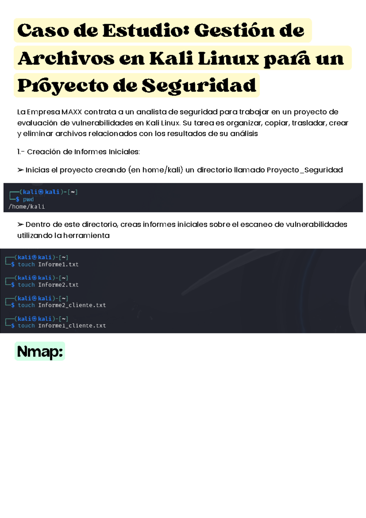 Caso de Estudio Gestión de Archivos en Kali Linux para un Proyecto de Seguridad - Caso de ...