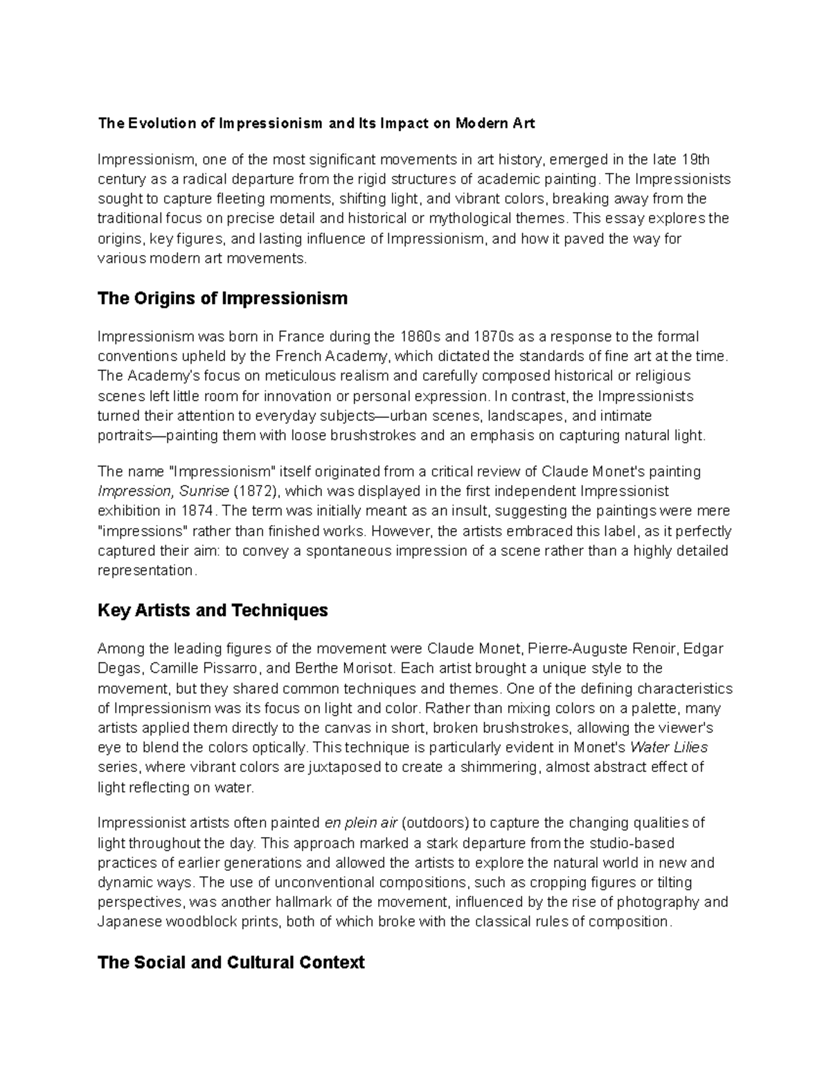 Impressionism: Origins, Key Figures & Impact on Modern Art - Studeersnel