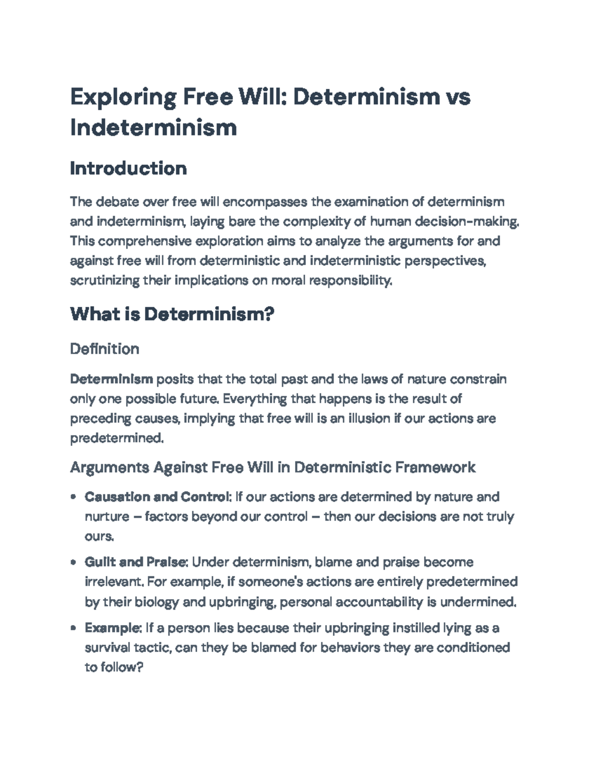 Exploring Free Will: Analyzing Determinism vs Indeterminism - Exploring ...
