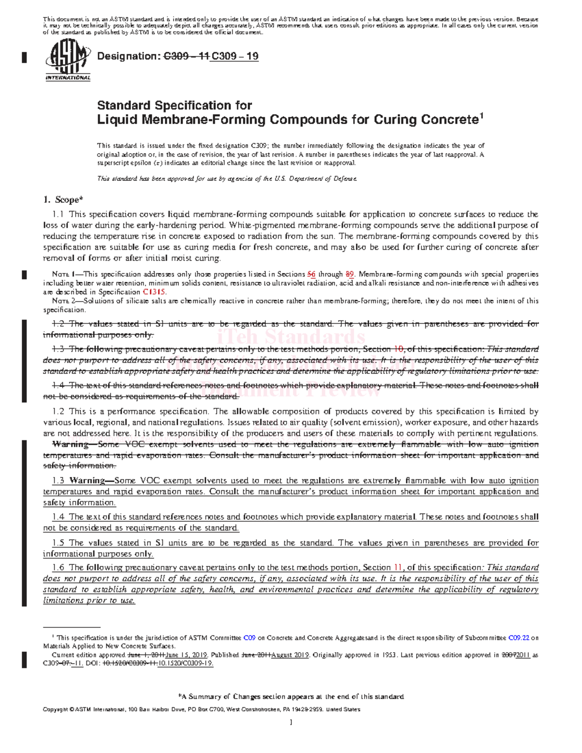 ASTM C309 19 - Standard Specification for Liquid Curing Compounds - Studocu