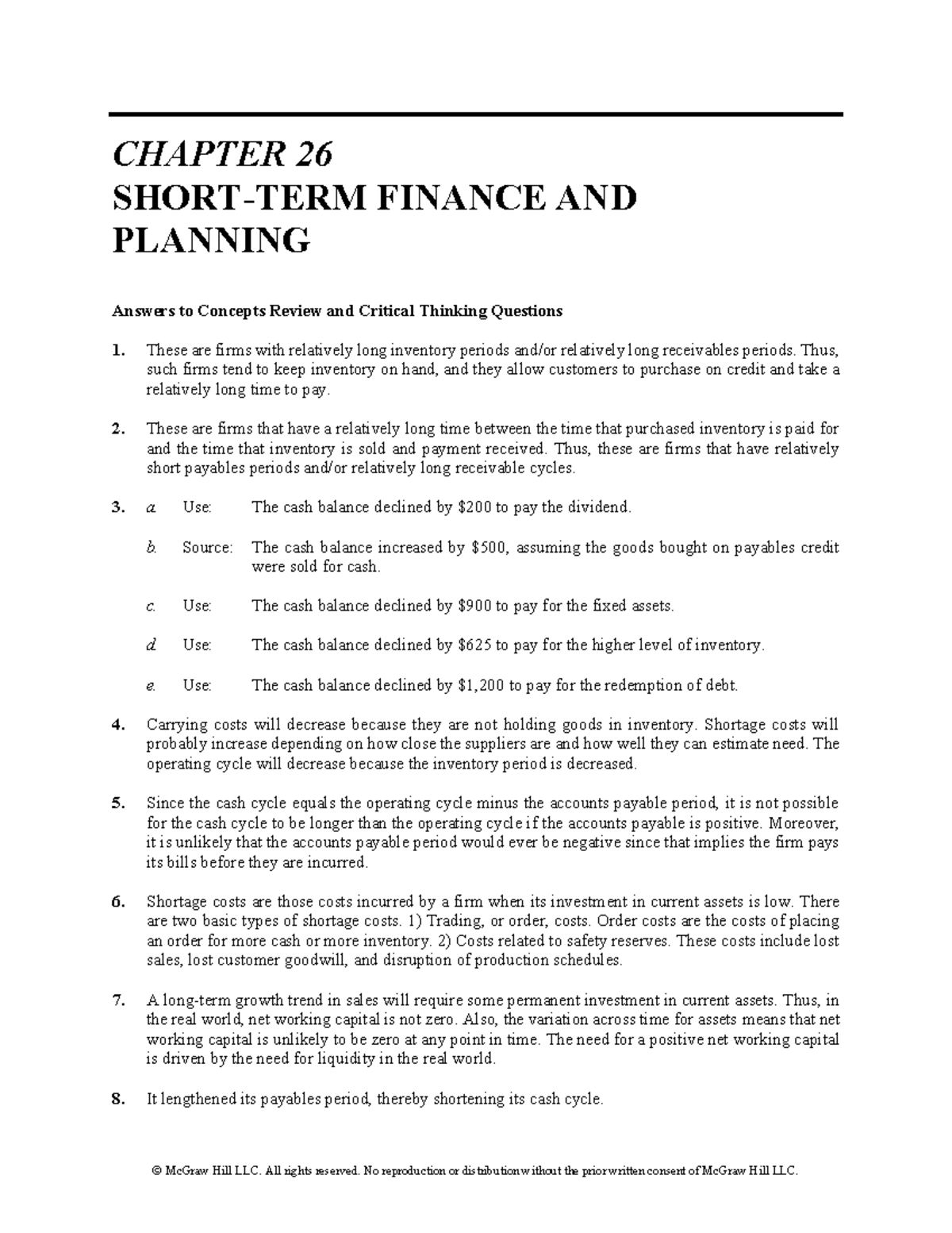 Chapter 26 Solutions - Short-Term Finance & Planning Analysis - Studocu
