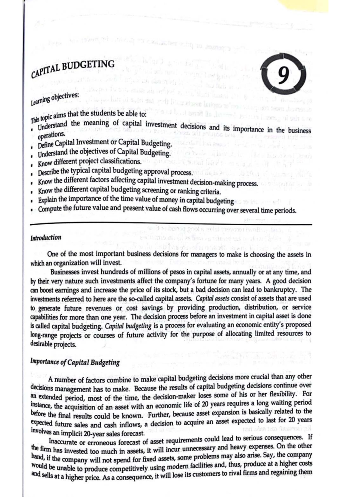 CAPITAL BUDGETING 9: Key Concepts and Techniques for Investment ...