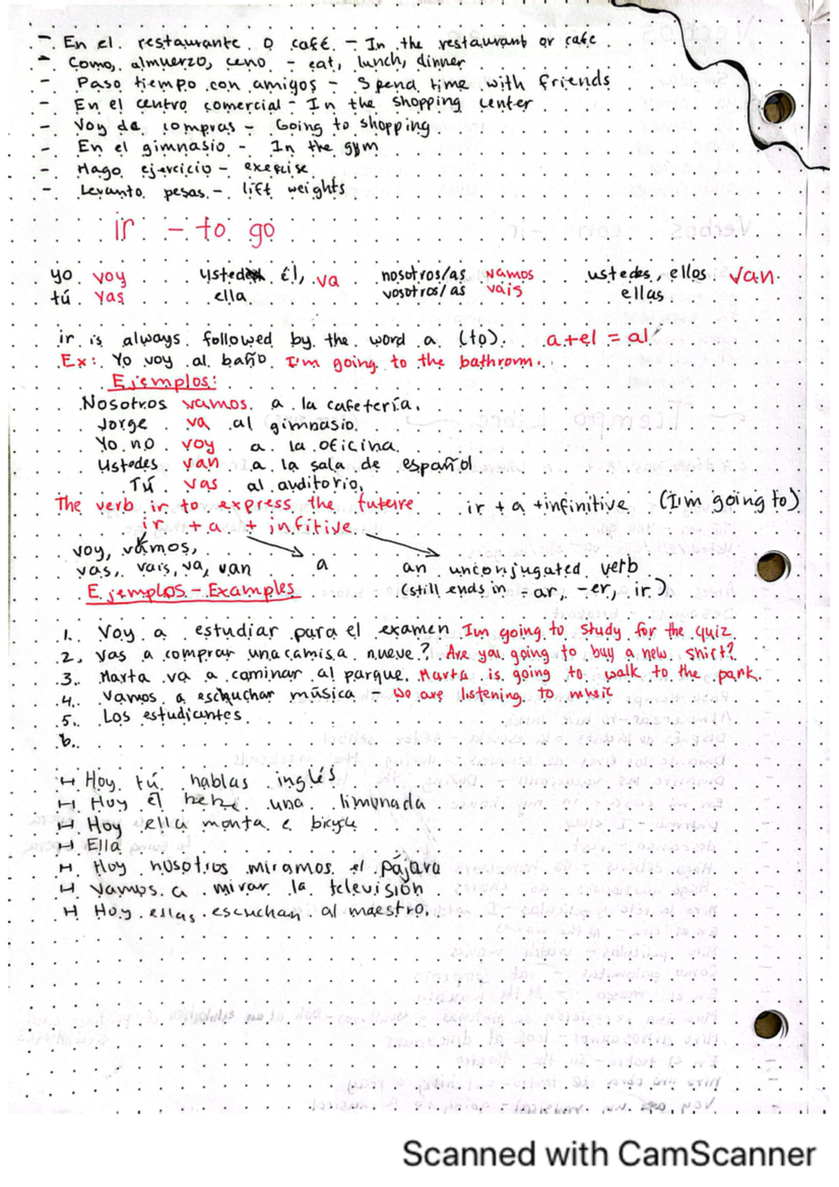 Notes on ir Verbs for Spanish Class (SP101) - Studocu