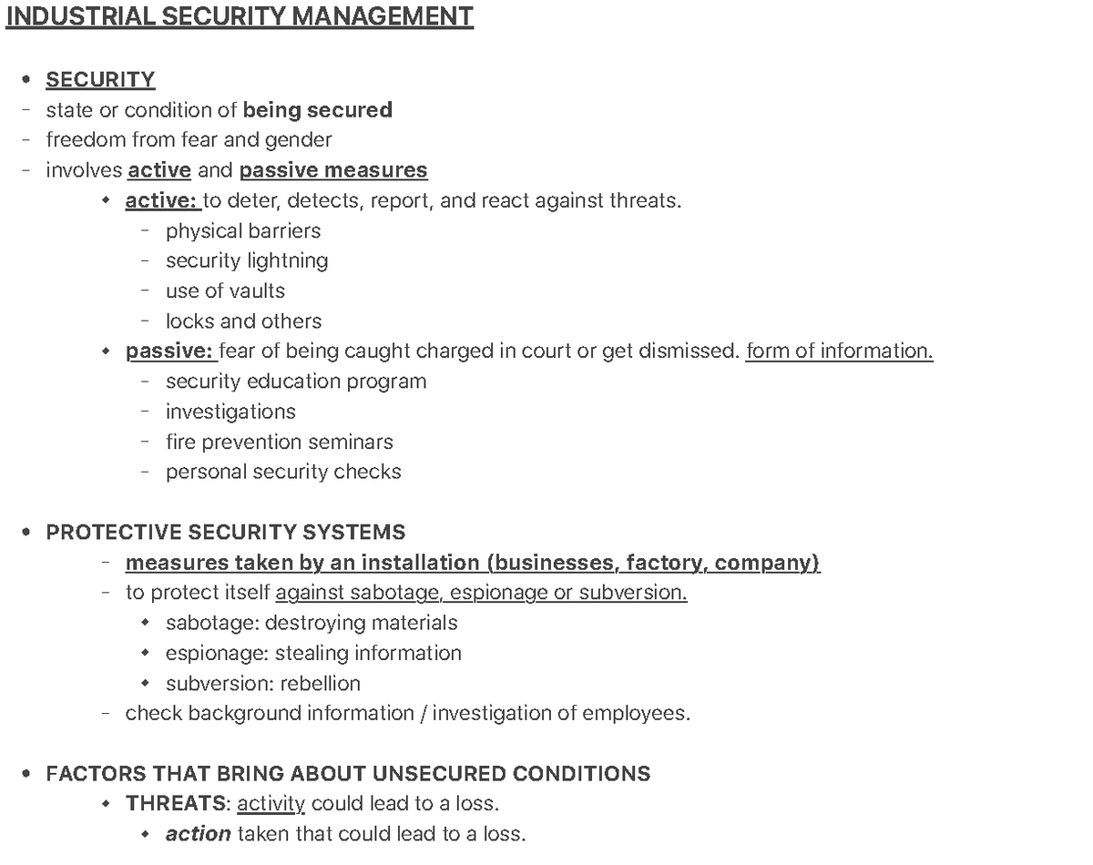 Industrial Security Management: Safeguarding Assets and Risks - Studocu