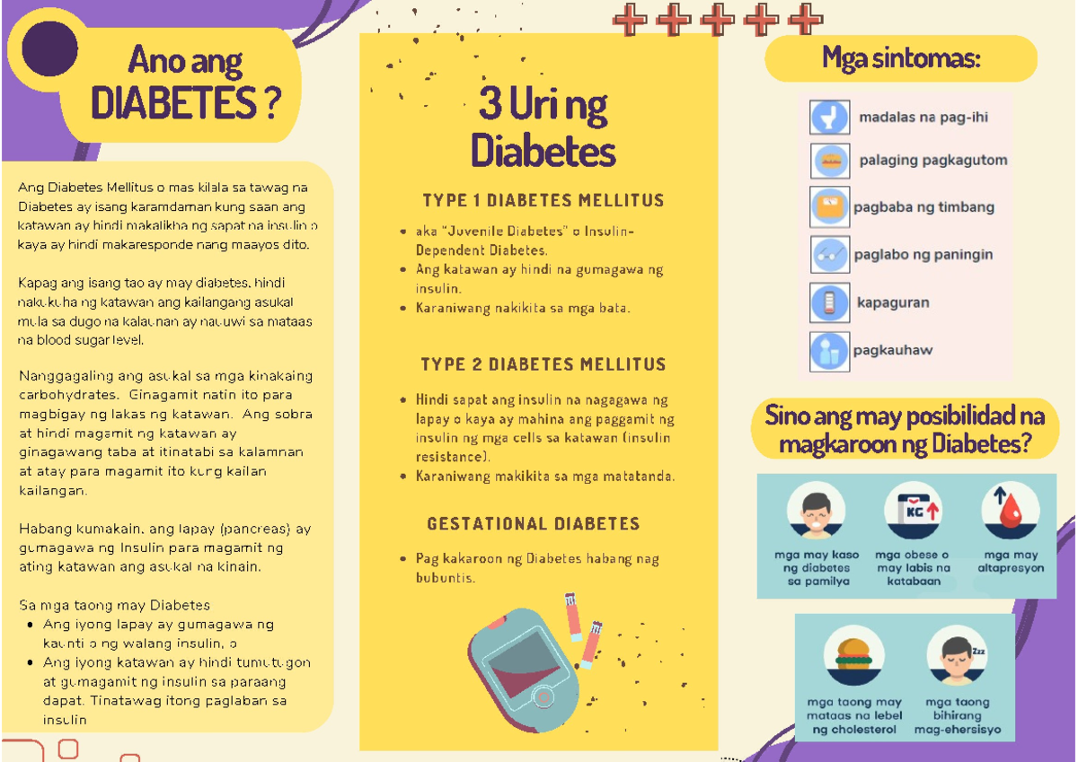 DM PK Brochure: Mga Sintomas at Uri ng Diabetes Mellitus - Studocu
