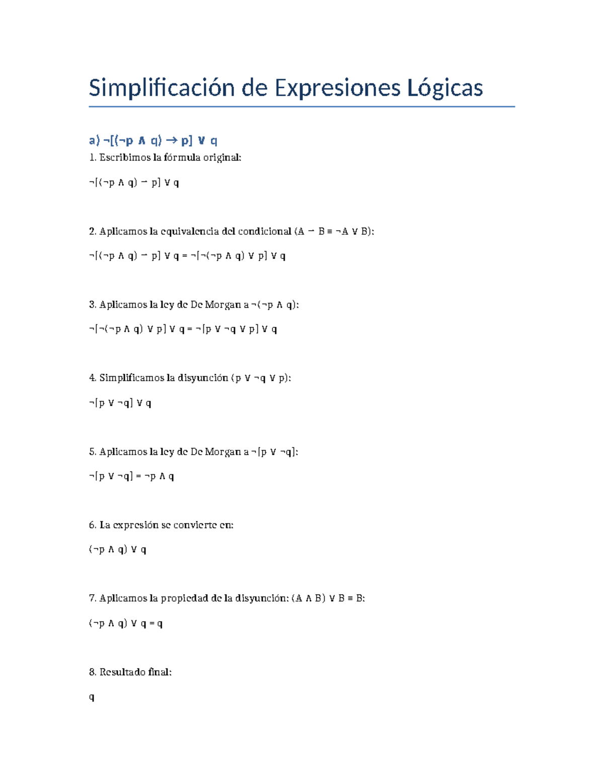 Simplificación de Expresiones Lógicas - Curso Lógica 101 - Studocu