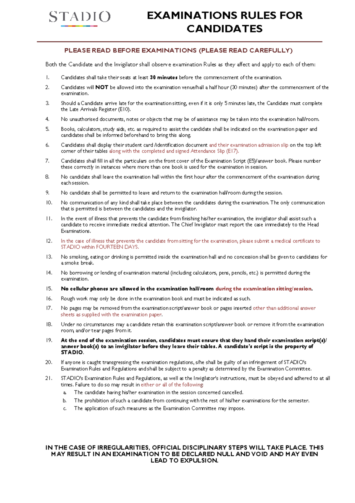 STADIO Examination Rules for Candidates - Important Guidelines 2022 ...