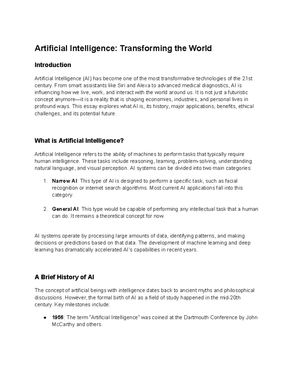 AI Transforming the World: An In-Depth Exploration of Its Impact - Studocu