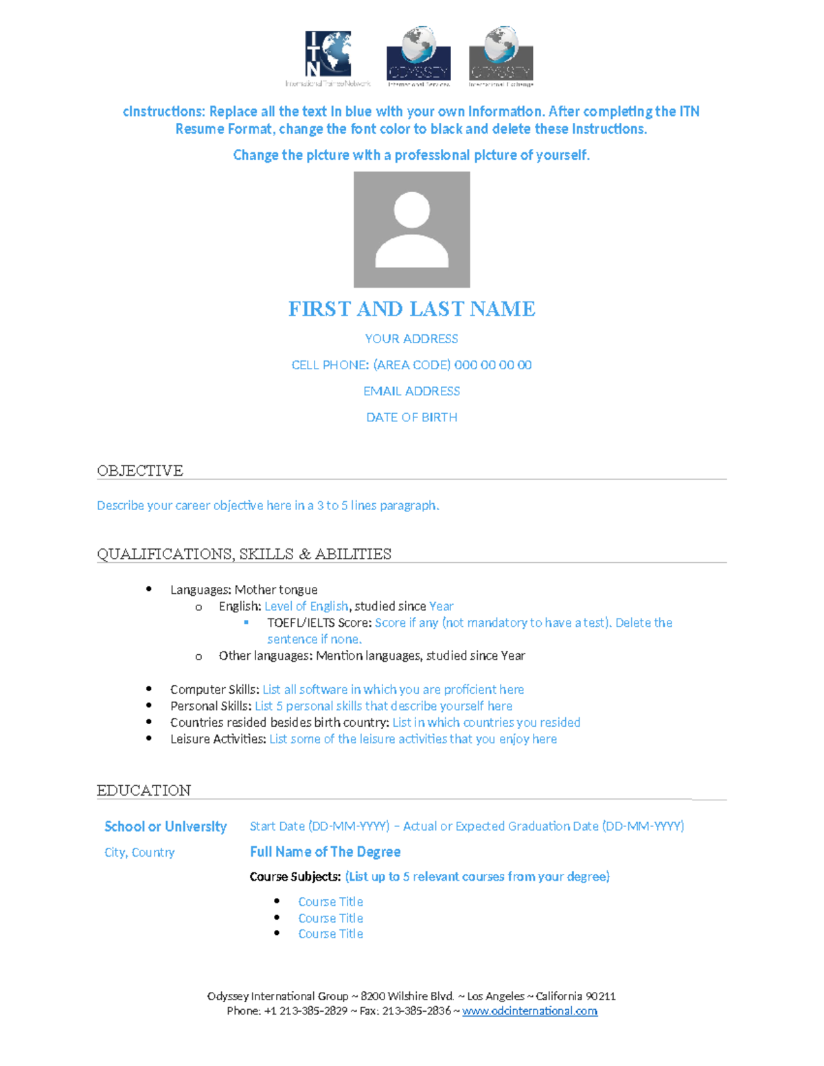 ITN Resume Format Guidelines for Crafting a Professional Profile - Studocu