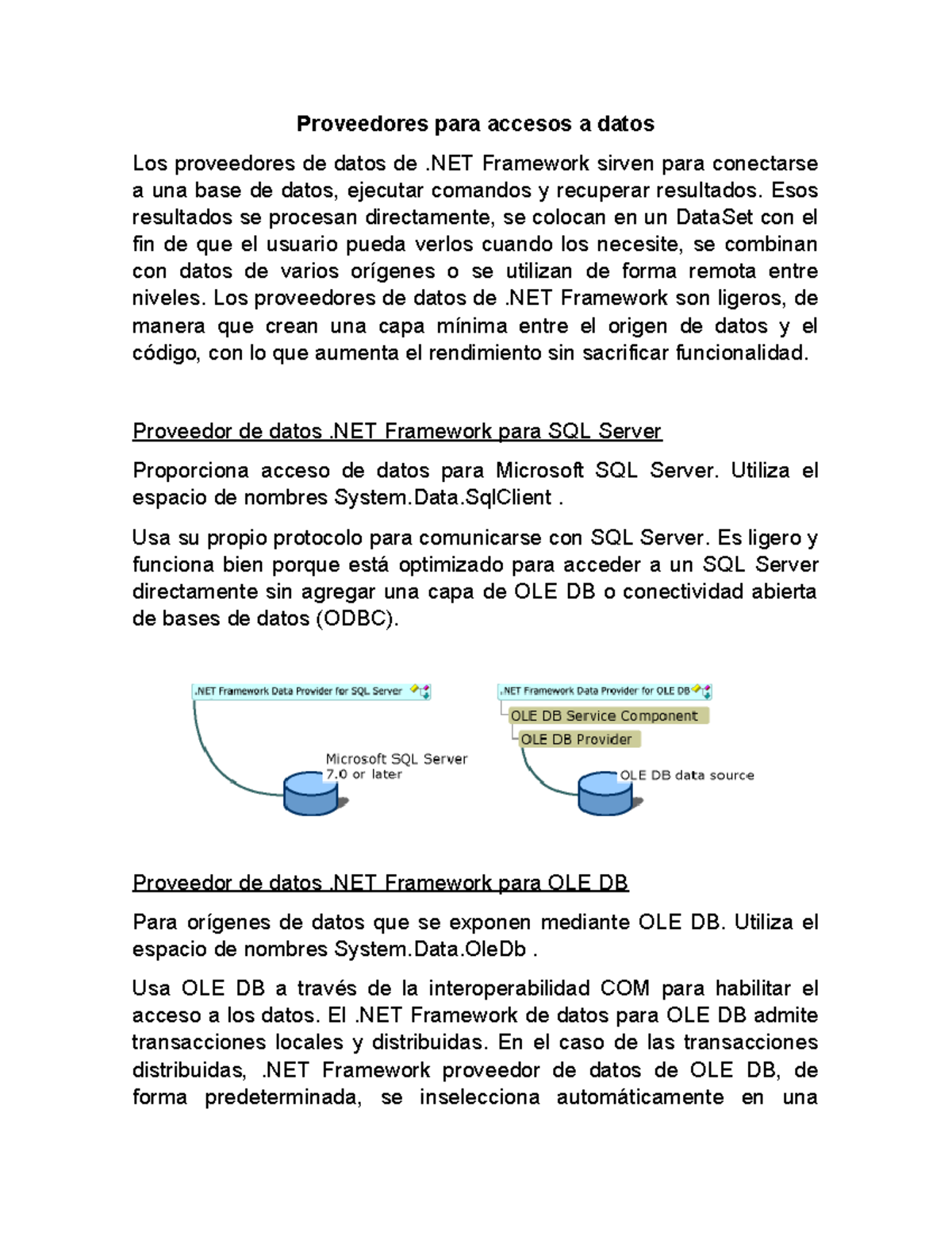 Proveedores de Datos .NET: Acceso a SQL, OLE DB, ODBC y Oracle - Studocu