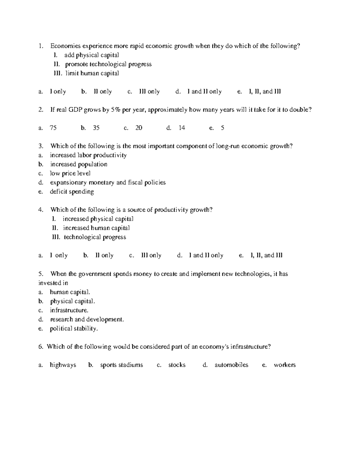 Economic Growth Quiz Answers (Course Code: ECON101) - Economies ...