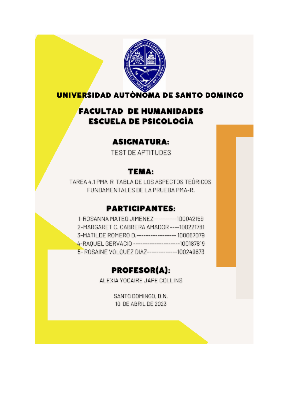 Tabla de aspectos teóricos de la prueba PMA-R (Aptitudes Mentales ...