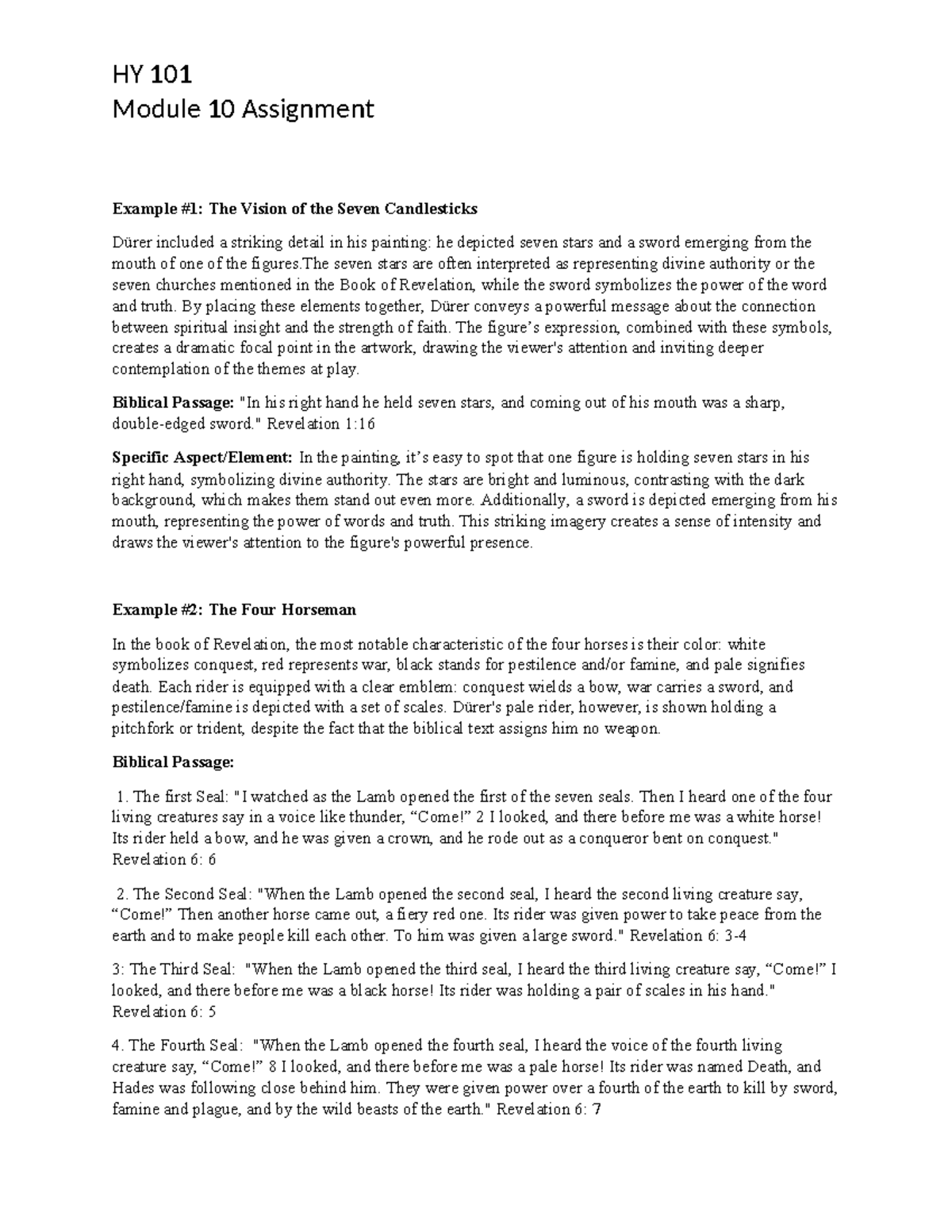 Williams Riley M10-Assignment - HY 101 Module 10 Assignment Example #1 ...