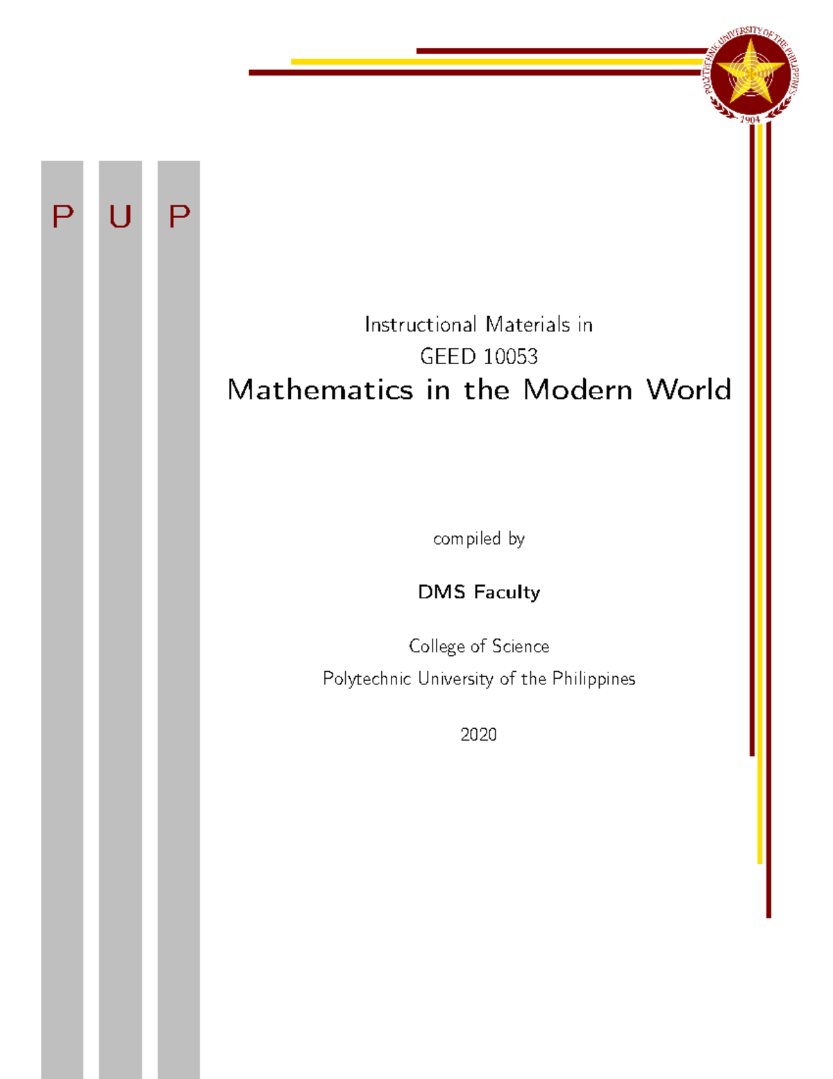 Mathematics in the Modern World: GEED 10053 Course Notes - Studocu