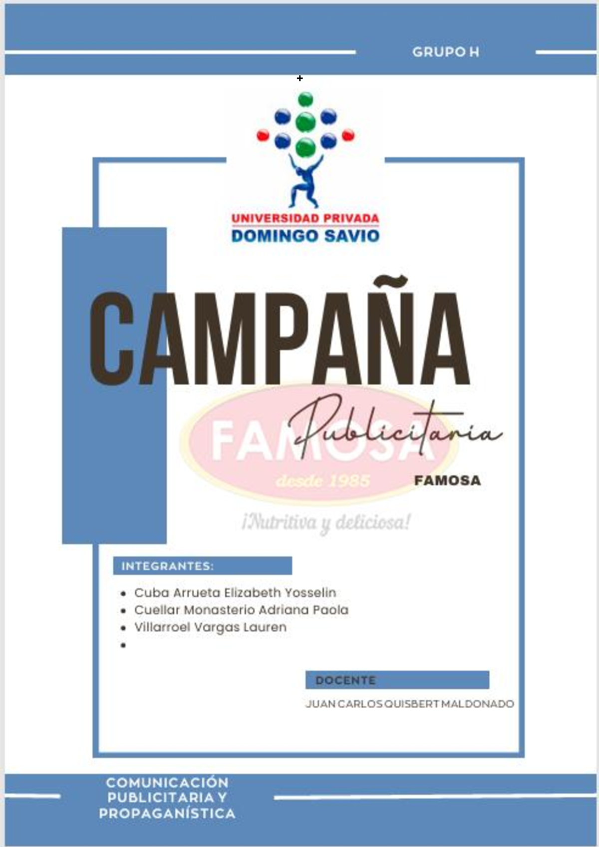 Famosa - INICE 1. Proyecto de análisis y estrategias de marketing - Studocu