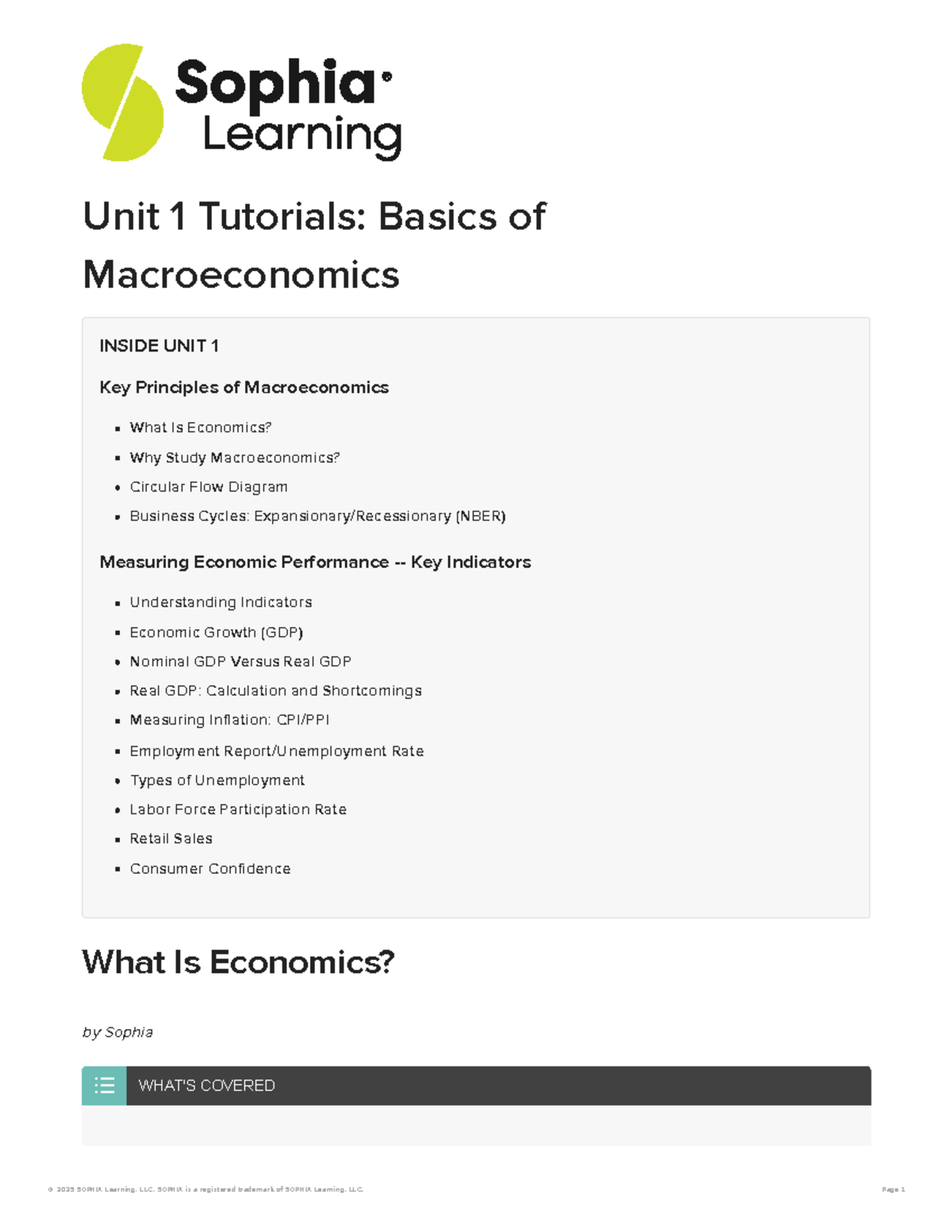 Unit 1 Tutorial: Key Concepts in Macroeconomics (2025) - Studocu