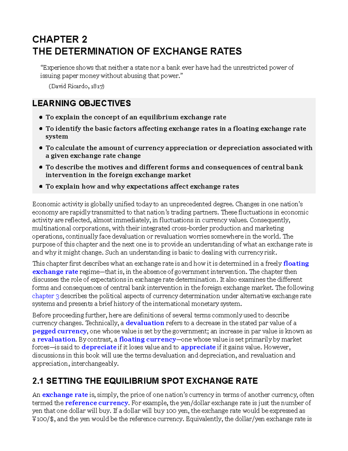 CHAPTER 2: DETERMINATION OF EXCHANGE RATES - Key Concepts and Insights ...