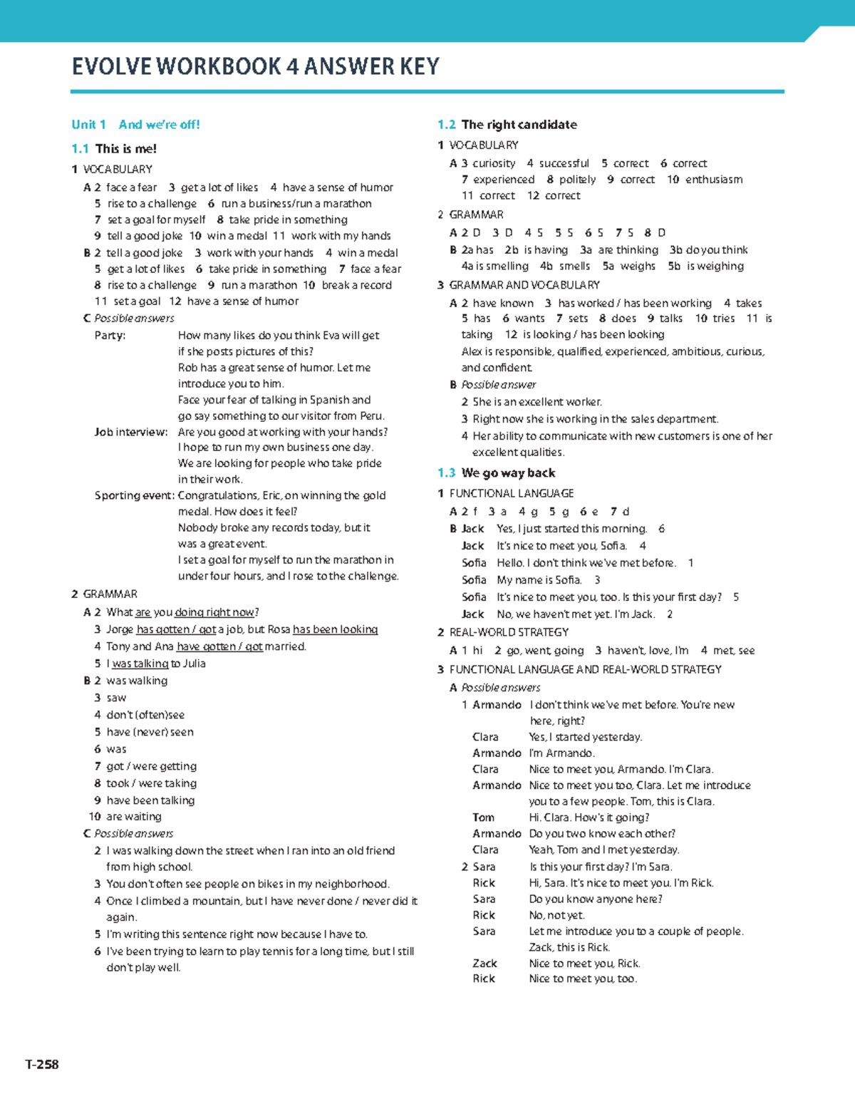 Evolve 4 - Workbook Answer Key Summary and Exercises - Studocu