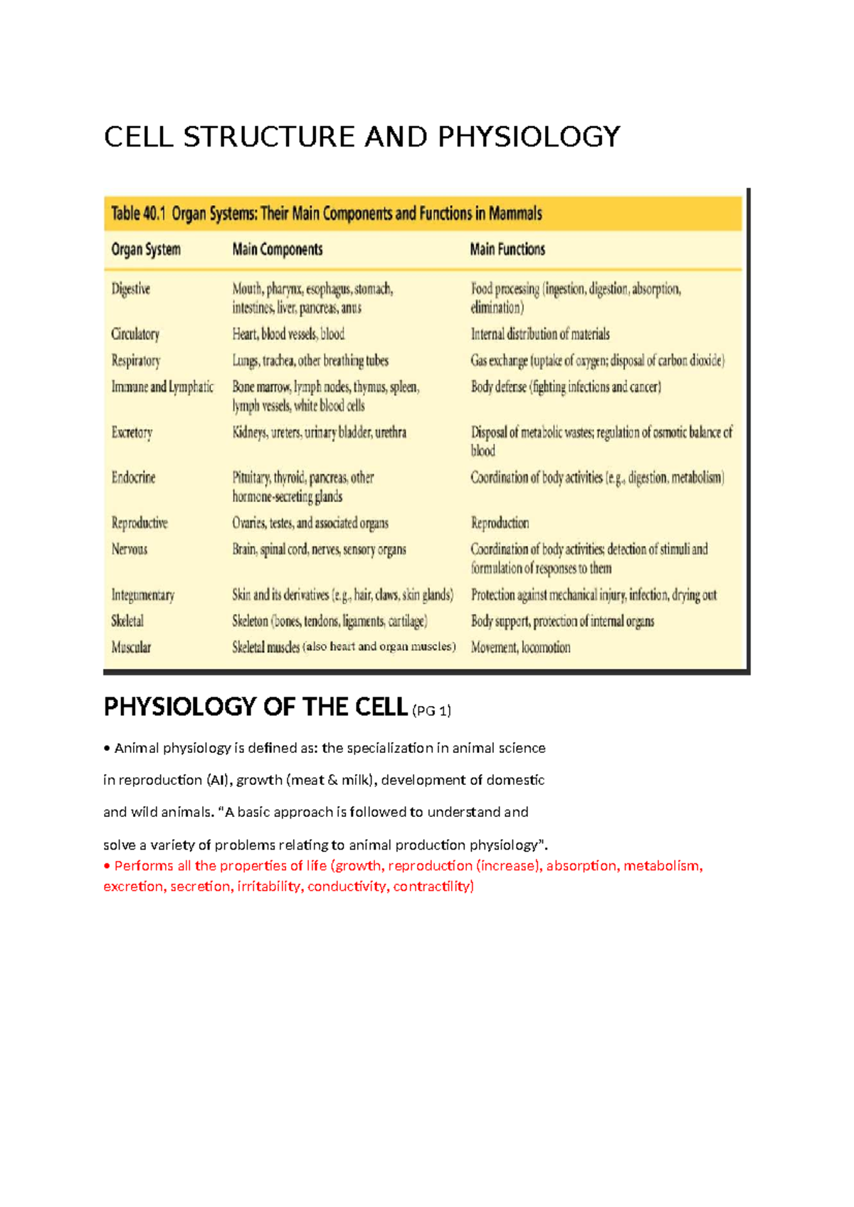 CELL Structure AND Physiology - CELL STRUCTURE AND PHYSIOLOGY ...