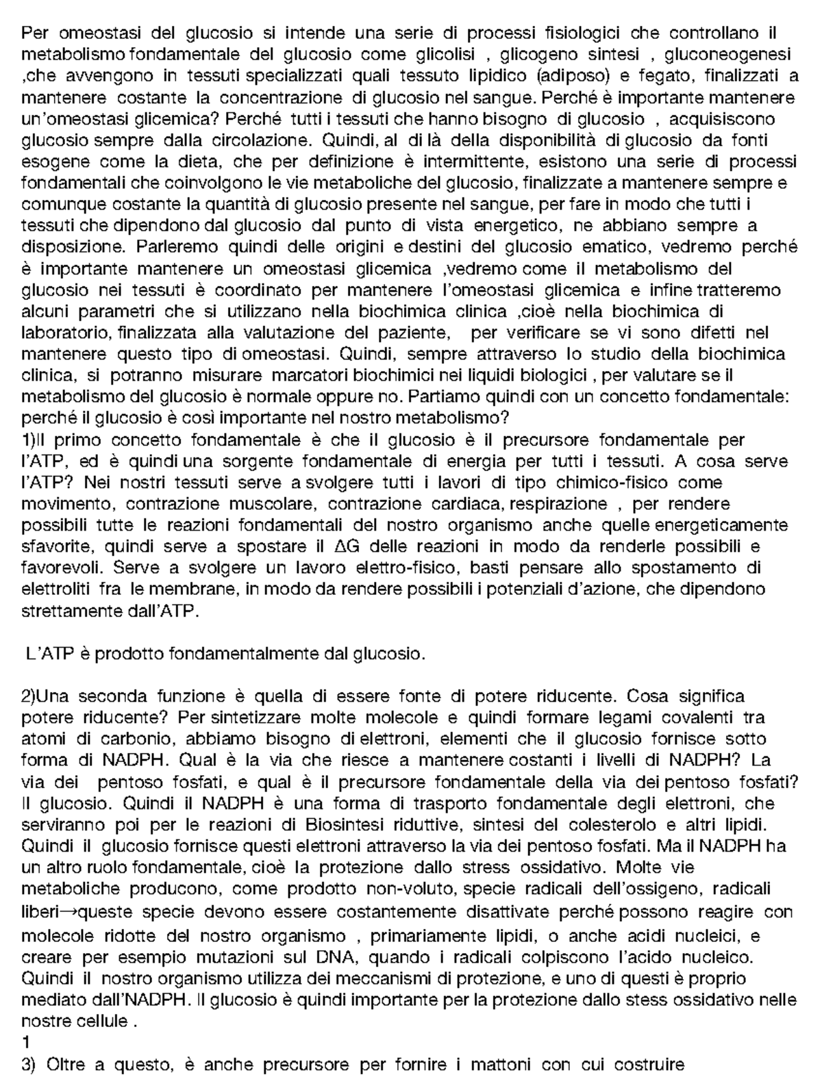 Omeostasi del Glucosio - Appunti Lezione 2 sul Metabolismo Energetico ...