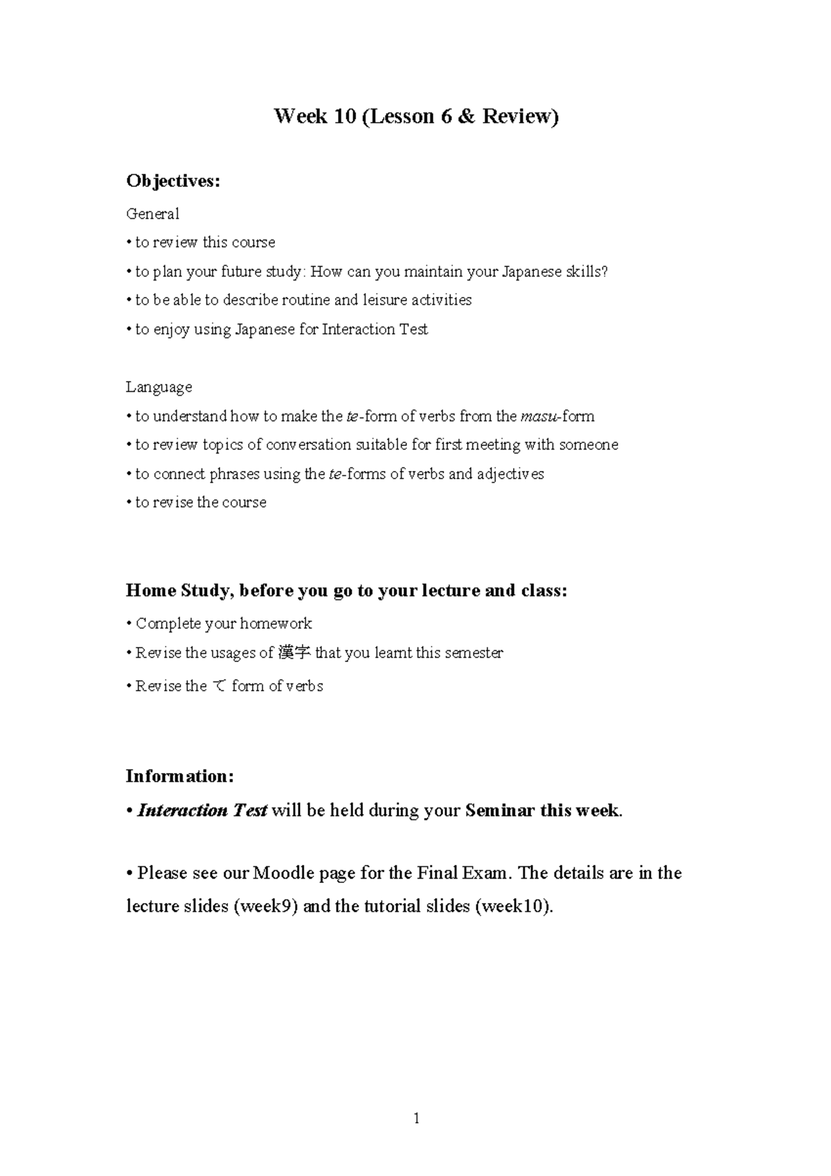 CN week10 T12024 - tutorial class note - Week 10 (Lesson 6 & Review ...