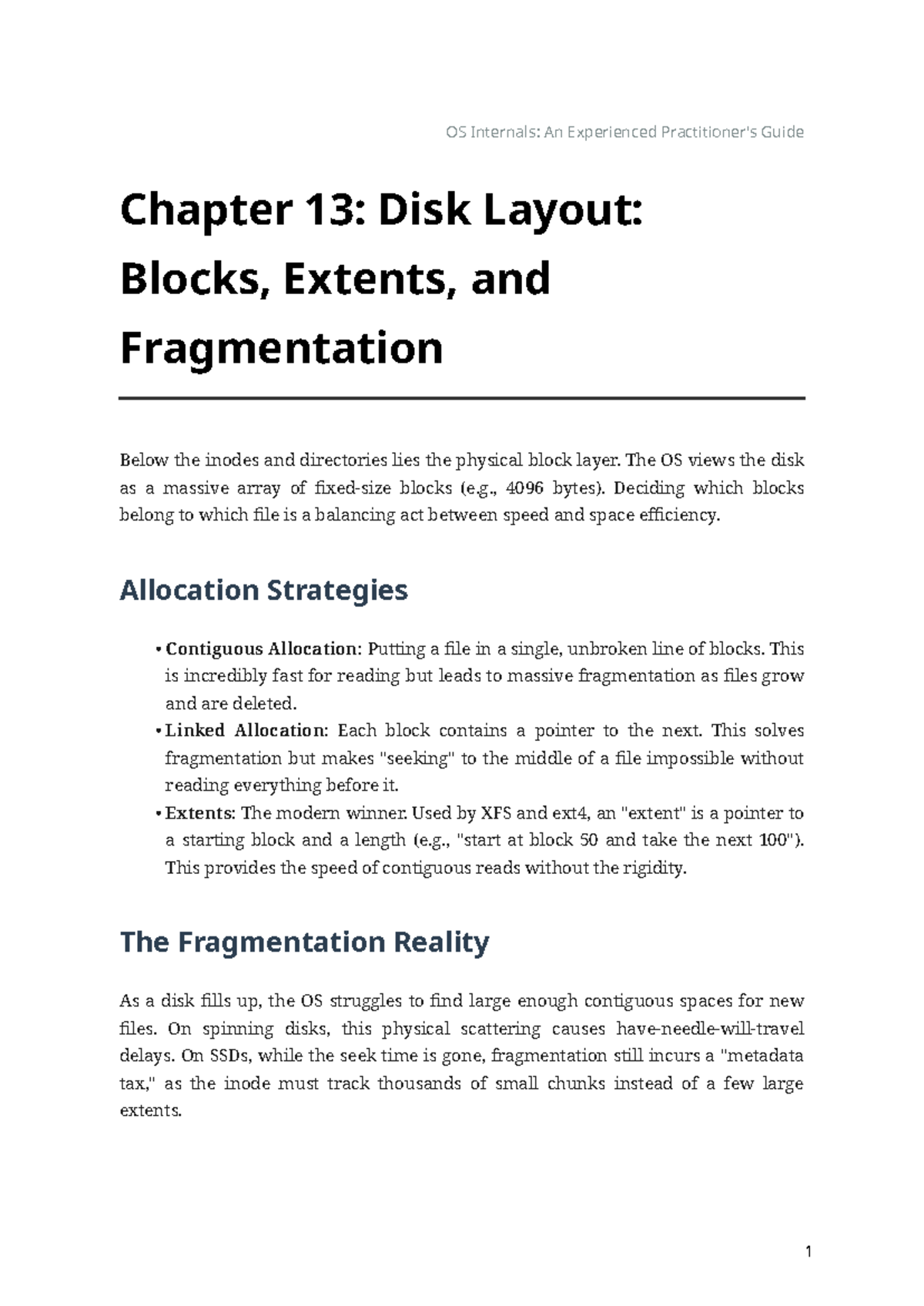 OS Internals: Chapter 13 - Disk Layout, Blocks & Fragmentation - Studocu