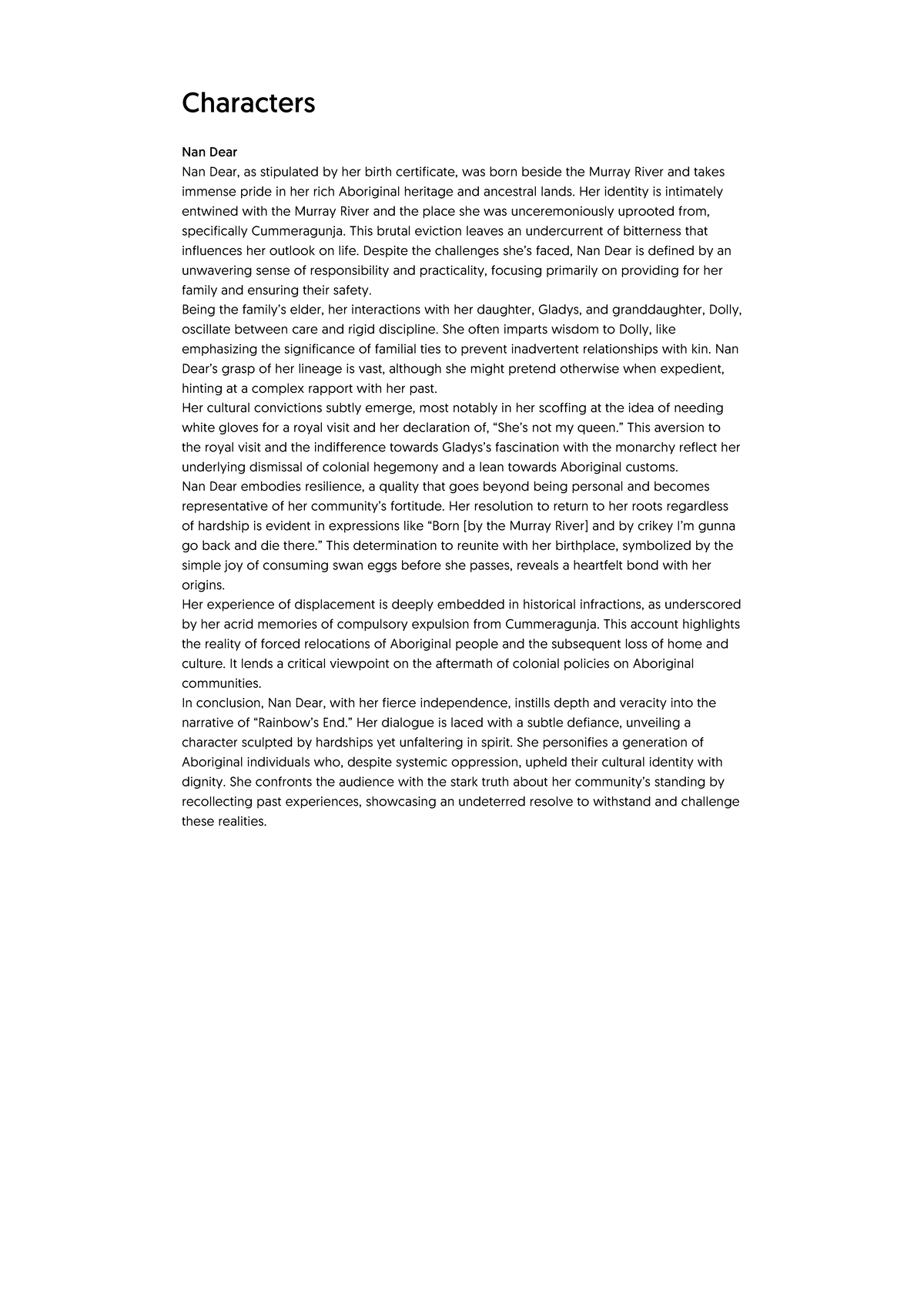 Characters - Sames - Characters Nan Dear Nan Dear, as stipulated by her ...