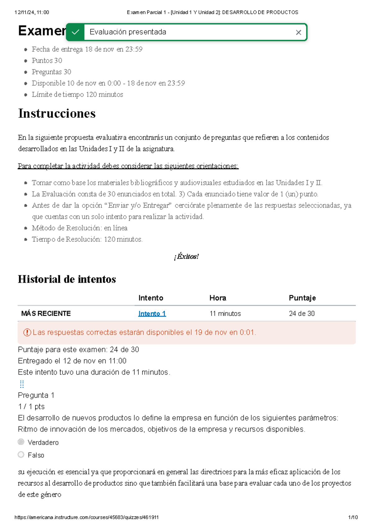 Examen Parcial 1 - Desarrollo de Productos [Unidades 1 y 2] - Studocu