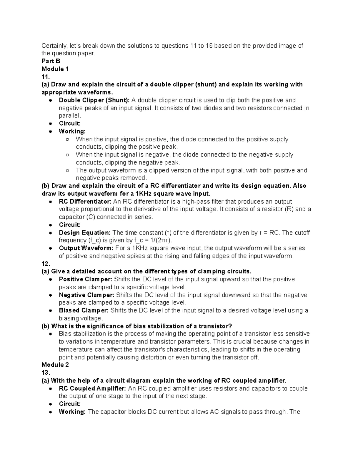 Solutions to Questions 11-17 on RC Circuits and MOSFETs - ENGR 101 Final Exam - Studocu