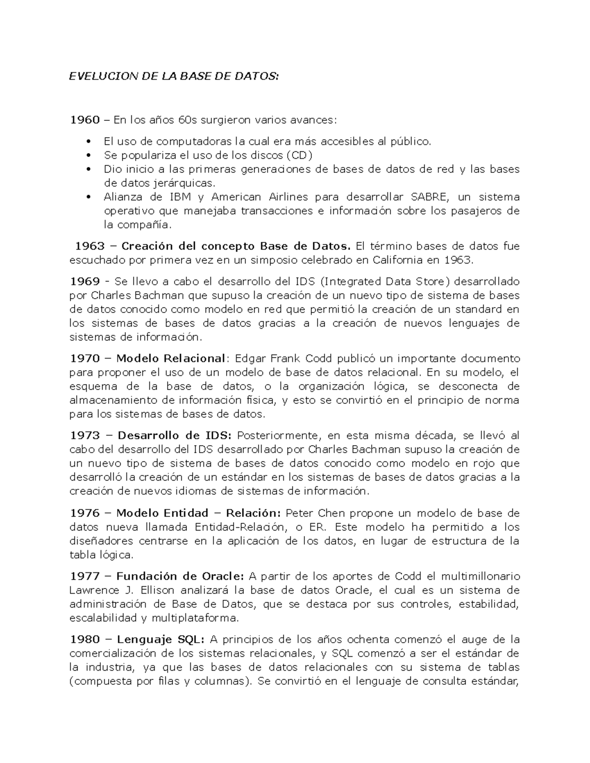 Evolución de la Base de Datos: Un Análisis Histórico y Tecnológico ...