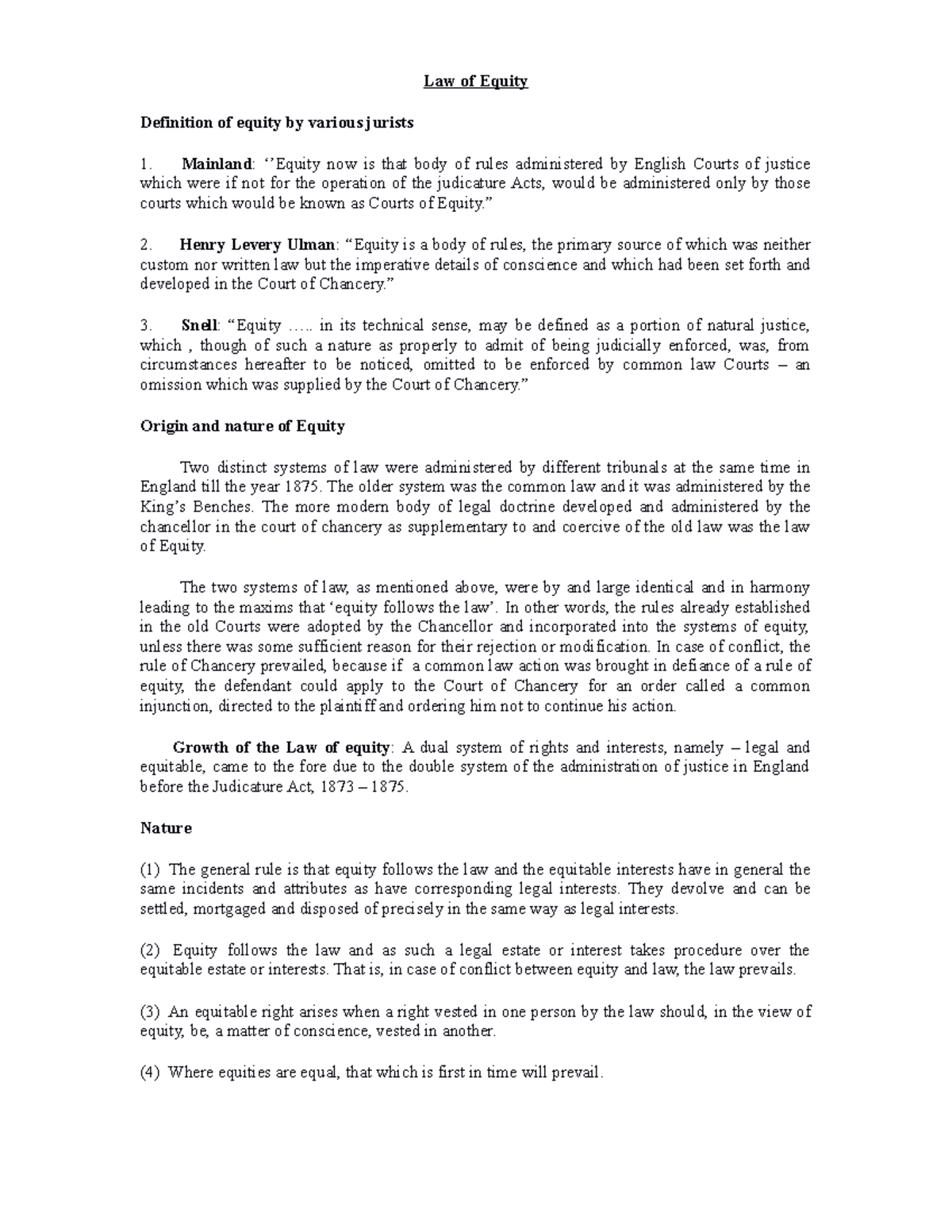 Law of Equity-1 - Good guide - Law of Equity Definition of equity by ...