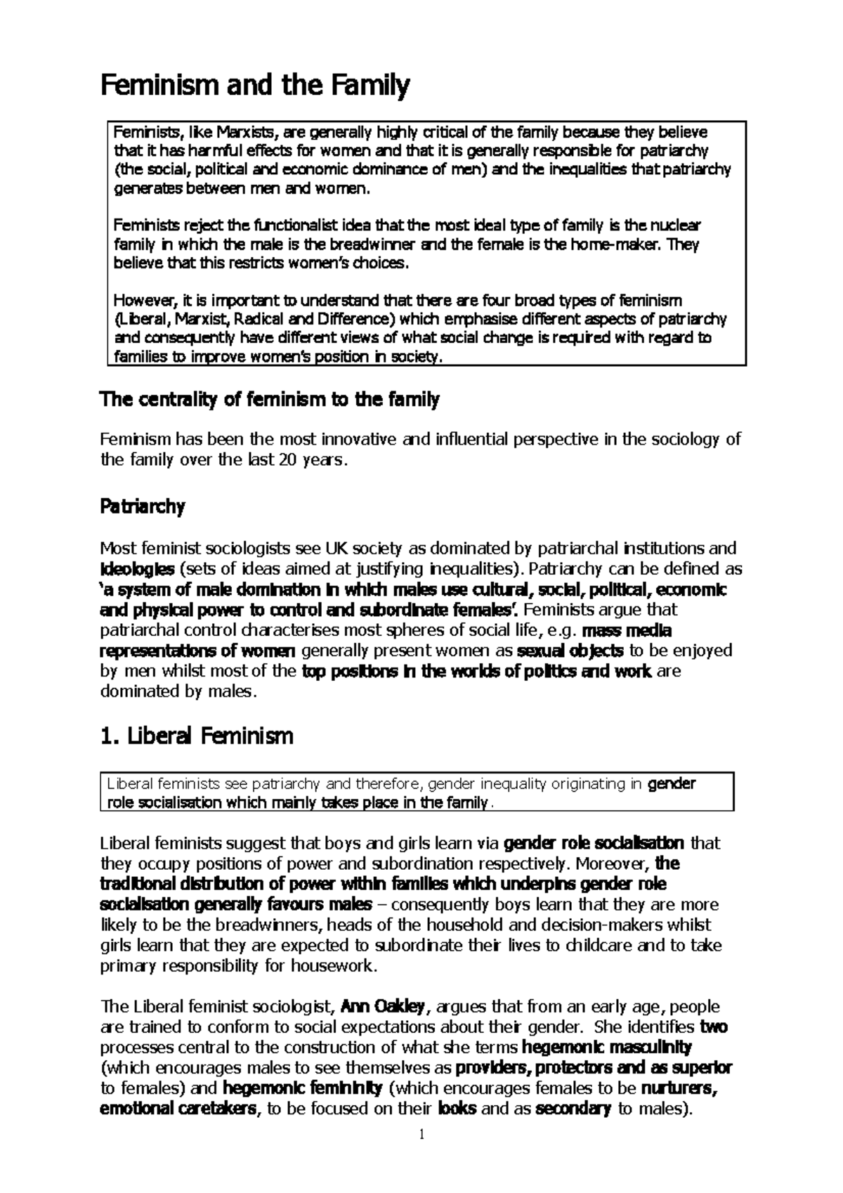 Feminist Perspectives on the Family: Analyzing Diverse Feminist Views ...