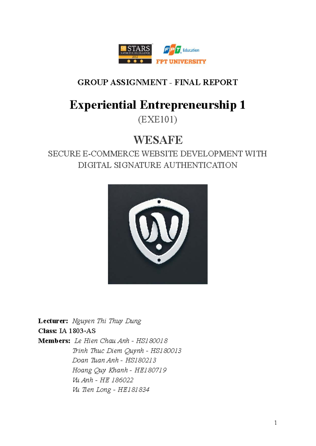 Final Report: Group Assignment on Digital Signature Security (EXE101 ...