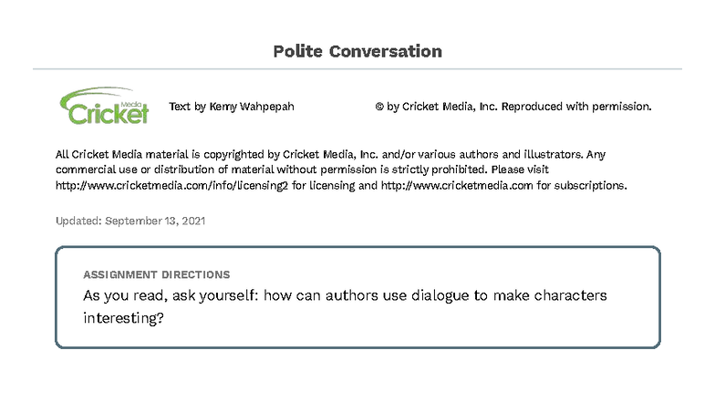 Polite Conversation Essay Notes - Kemy Wahpepah - Studocu