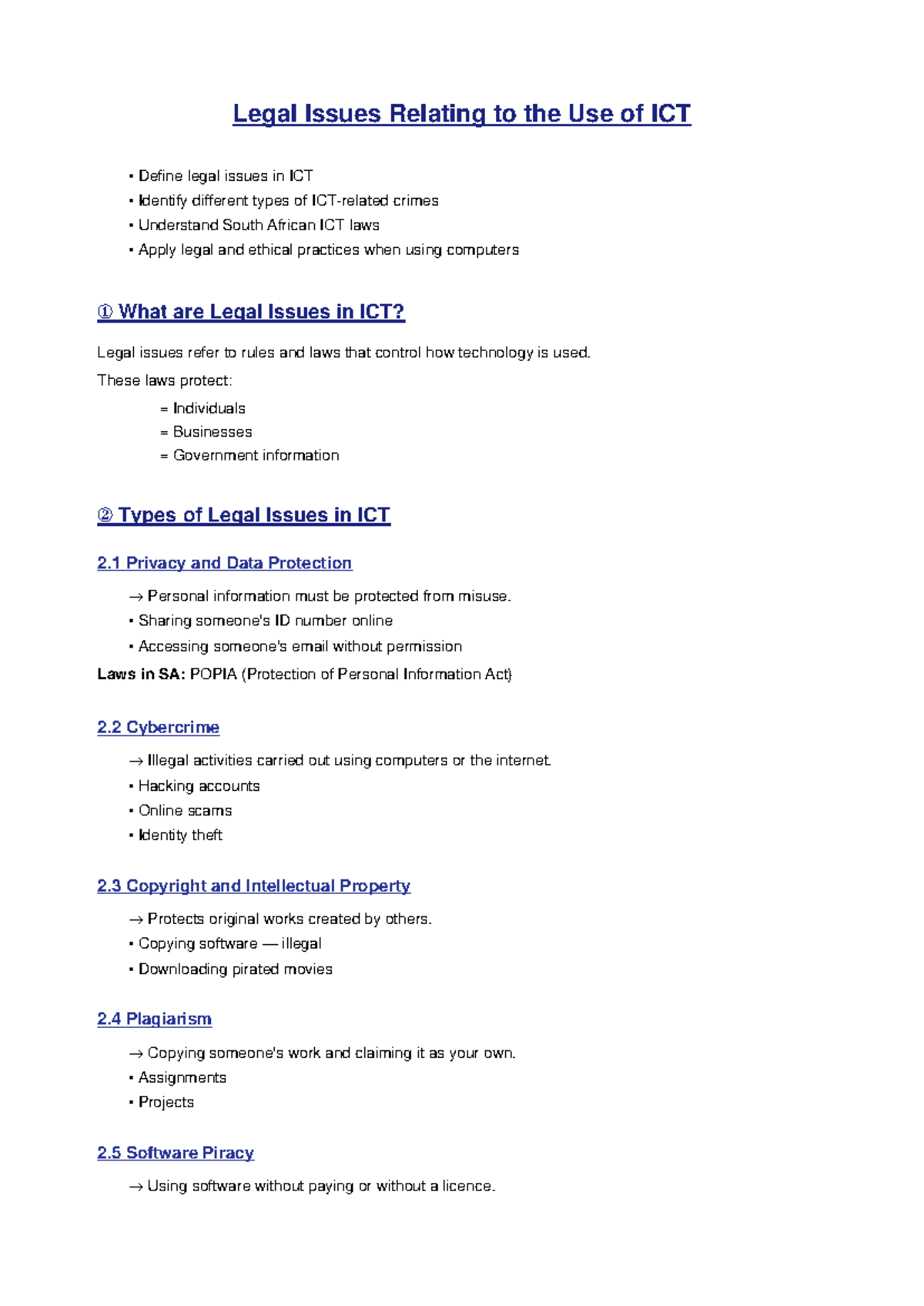 Legal Issues in ICT: Understanding Laws and Crimes in South Africa ...