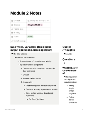 Chapter 1 notes - Intro to Programming Date: 01/06/2023 Subject: ISYS ...