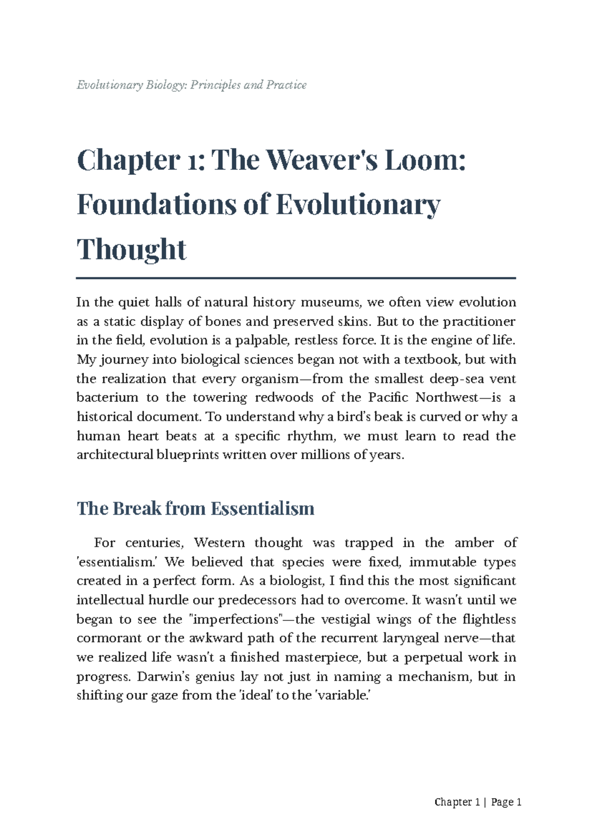 Evolutionary Biology: Principles and Practice - Ch 1: Foundations of ...