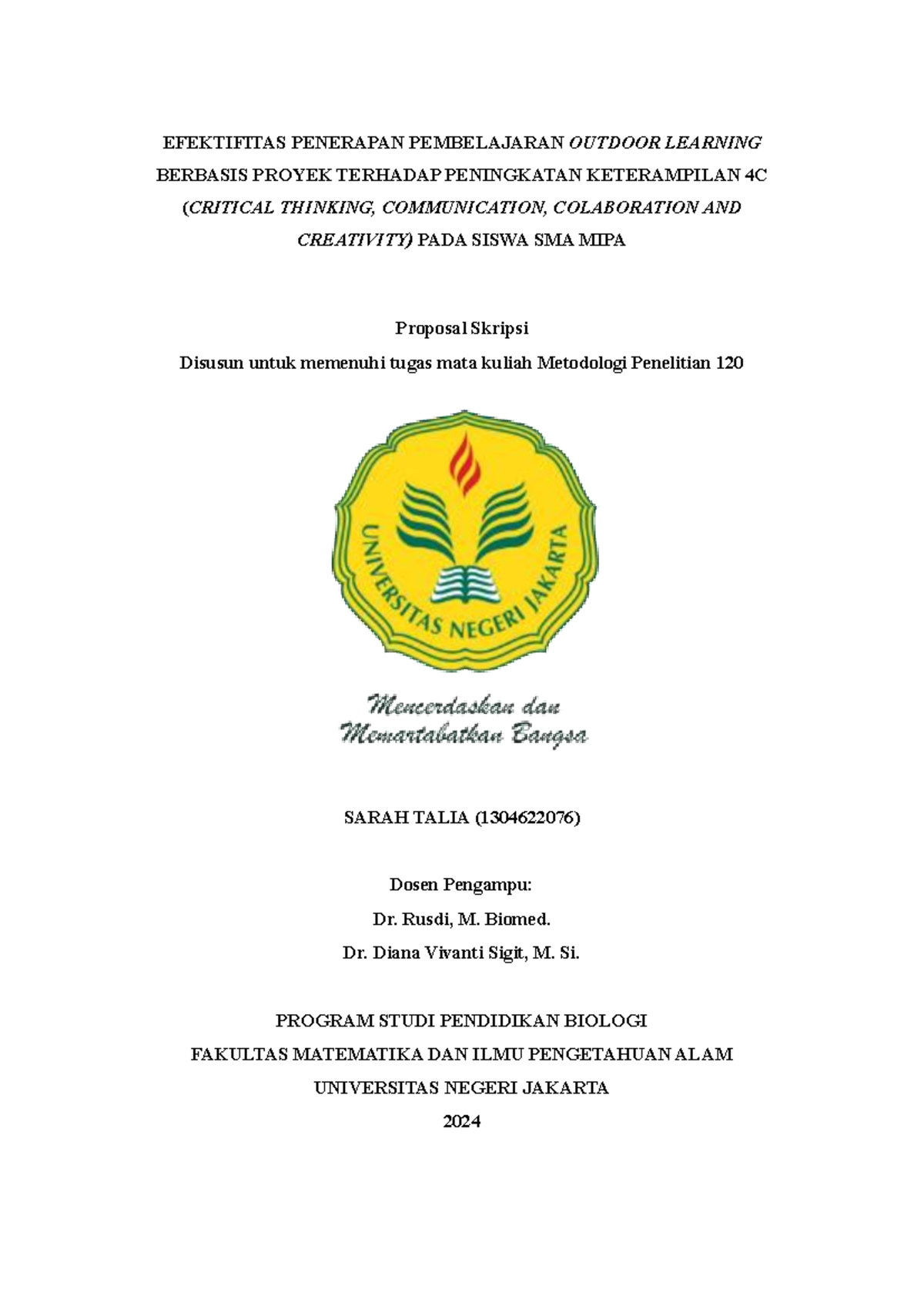 EFEKTIVITAS OUTDOOR LEARNING BERBASIS PROYEK UNTUK MENINGKATKAN ...