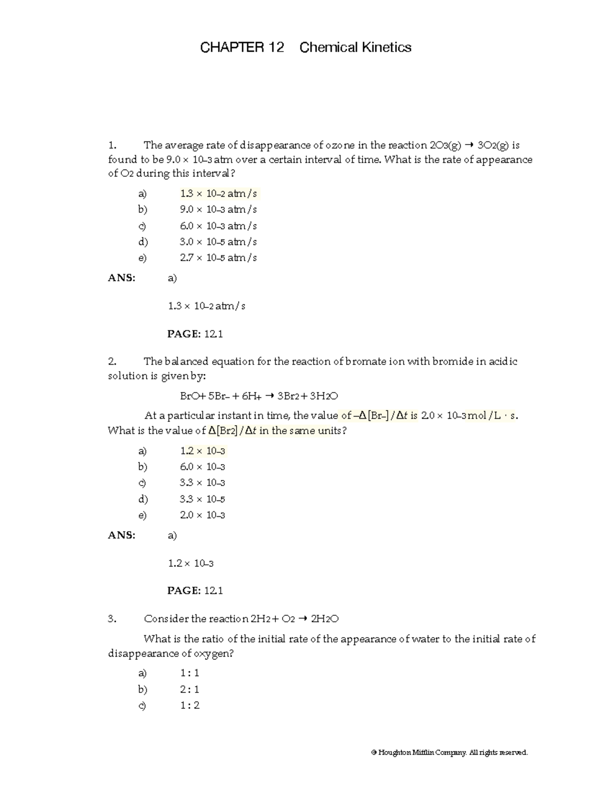 Tb12 Chemistry Q&A: Reaction Rates & Rate Laws Analysis - Studocu