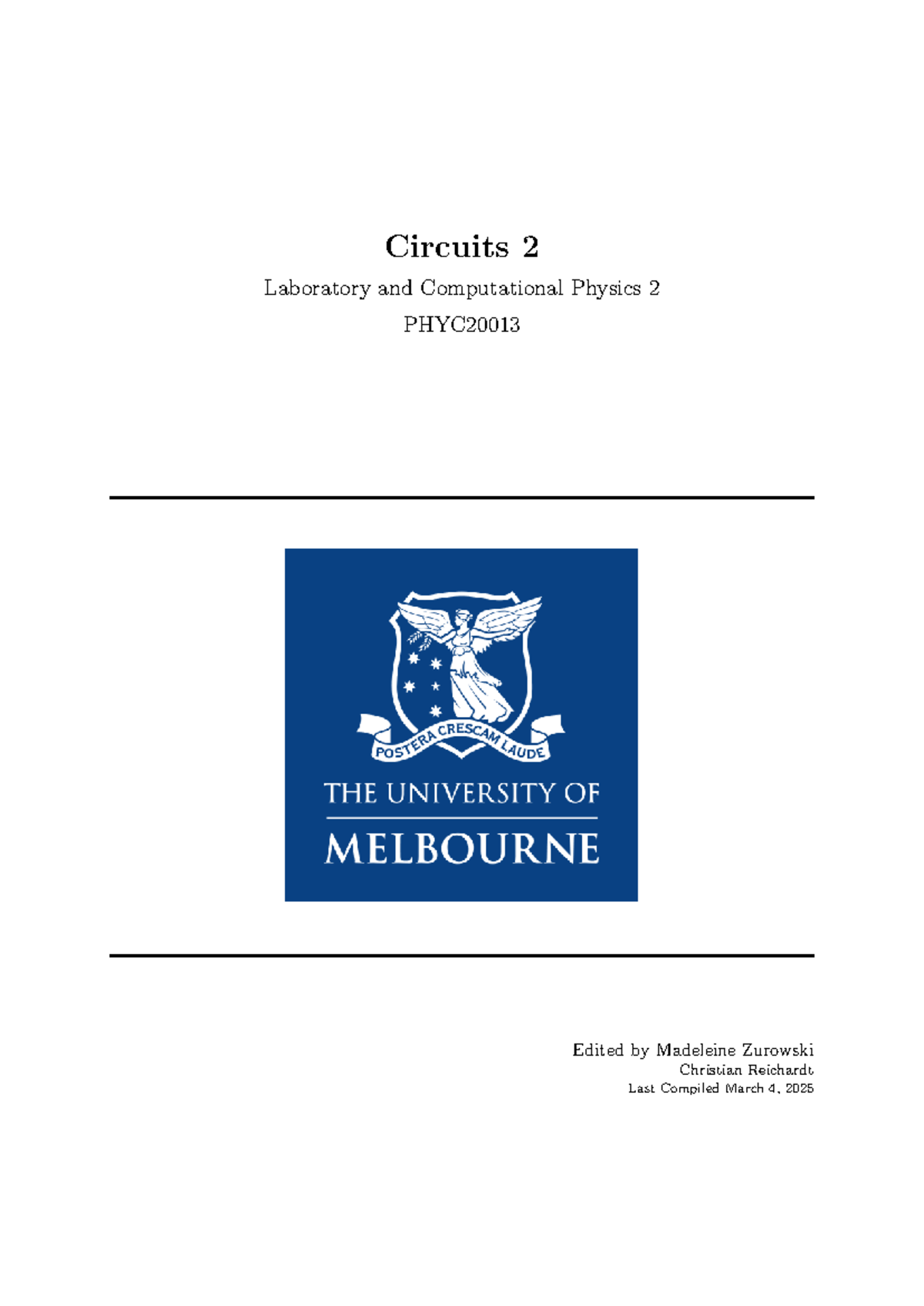 Circuits 2 Lab: Practical Worksheets & Methodology PHYC20013 - Studocu