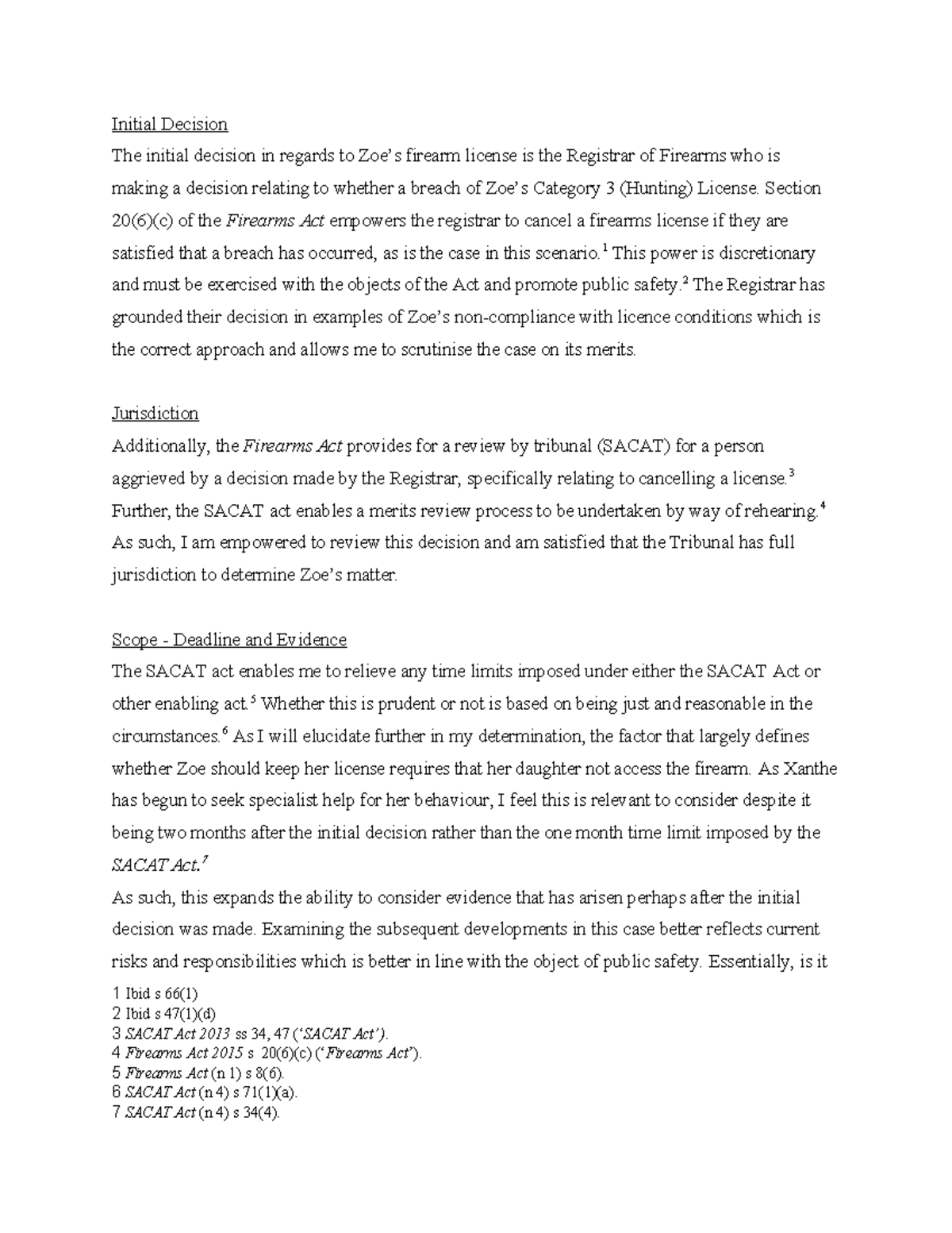 Interim Assignment - Merits Review of Firearm License Decision - Studocu