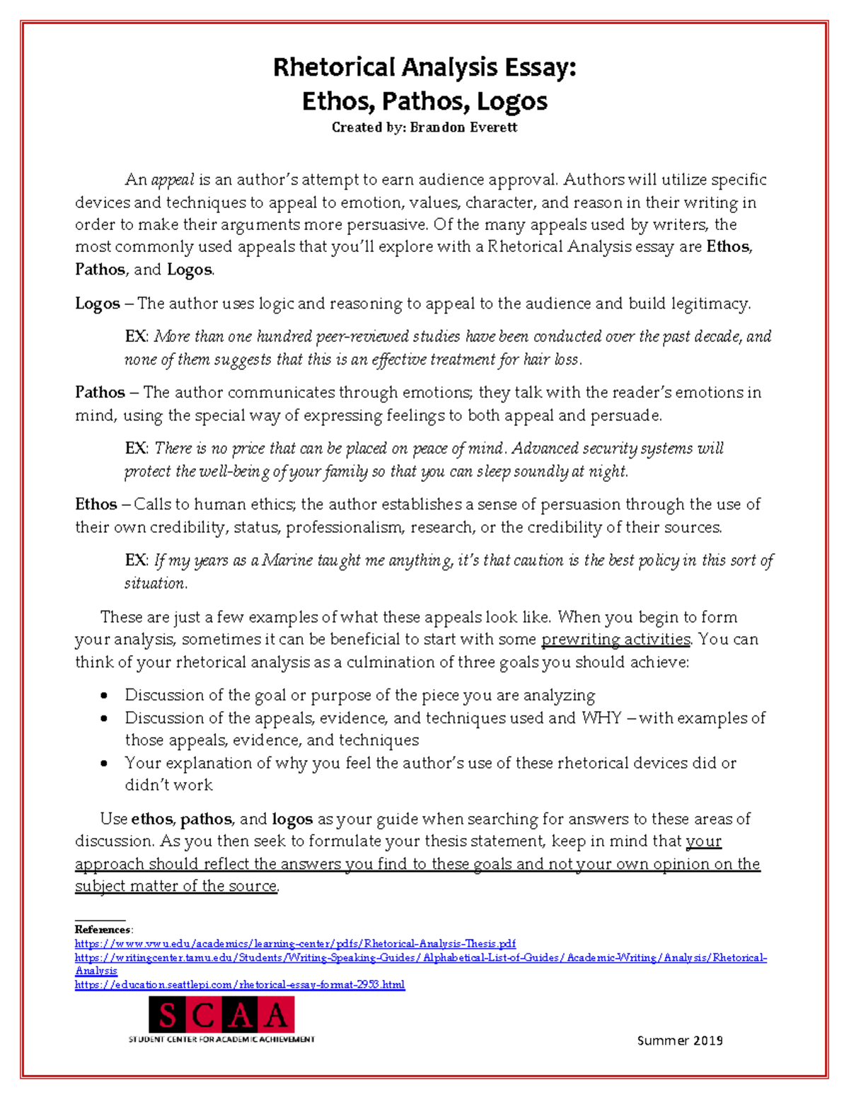 Rhetorical analysis essay ethospathoslogos - Rhetorical Analysis Essay ...