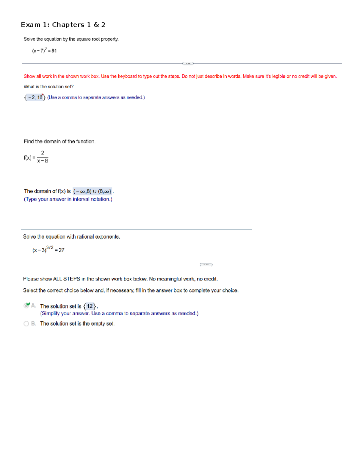 Exam 1 MAC 1105 - Comprehensive Review of Chapters 1 & 2 Concepts - Studocu